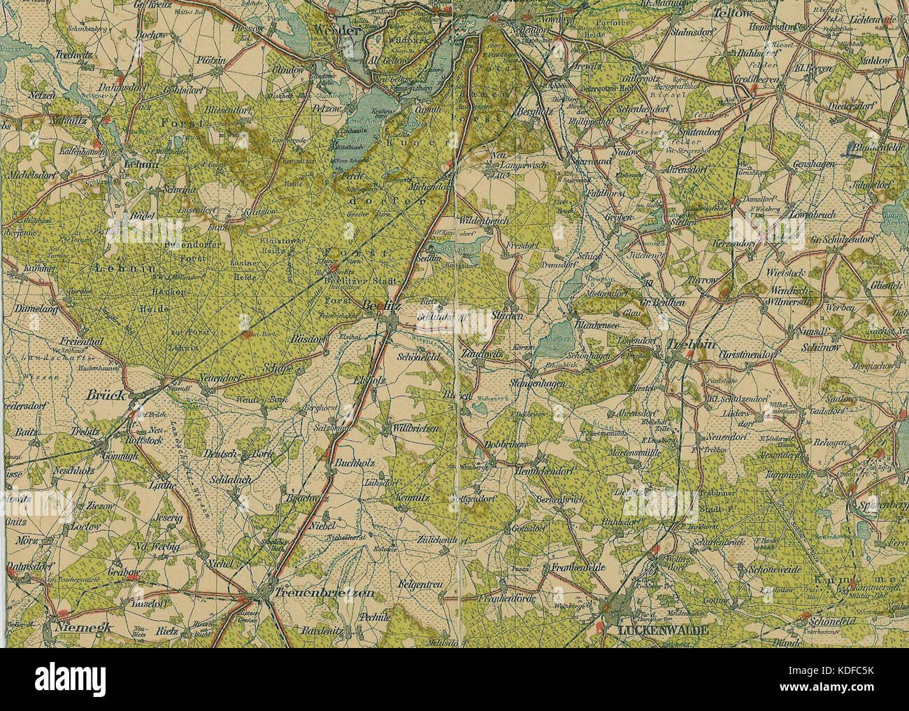 This map from 1903 illustrates the areas of Treuenbrietzen and Teltow ...