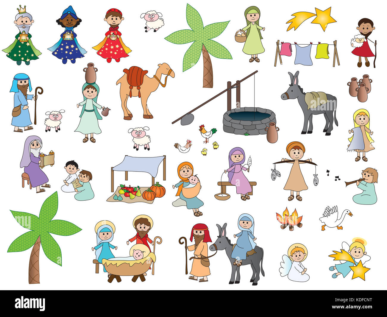 Nativity Cartoon Characters Set isolated Stock Photo - Alamy