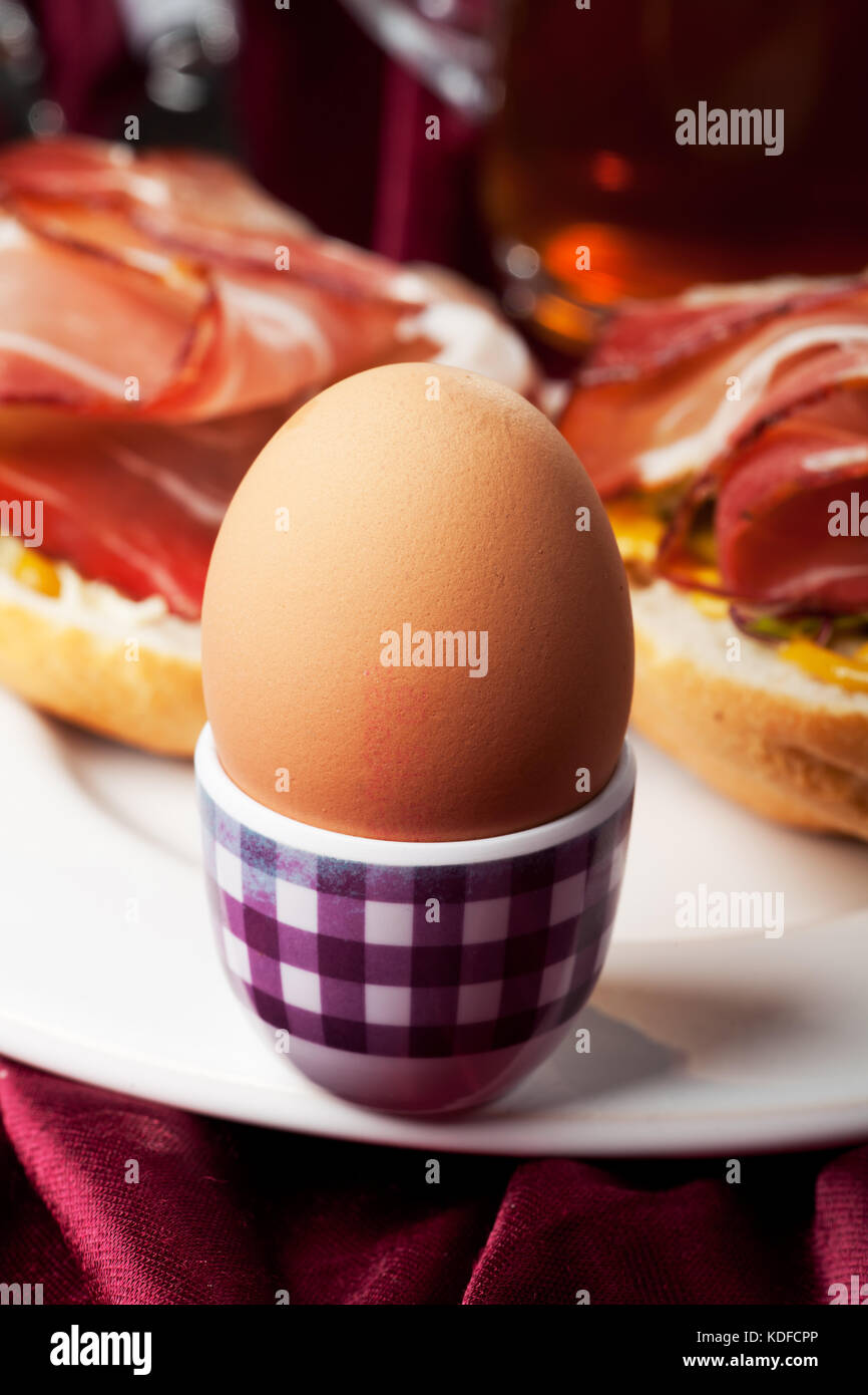 boiled egg and ham Stock Photo - Alamy