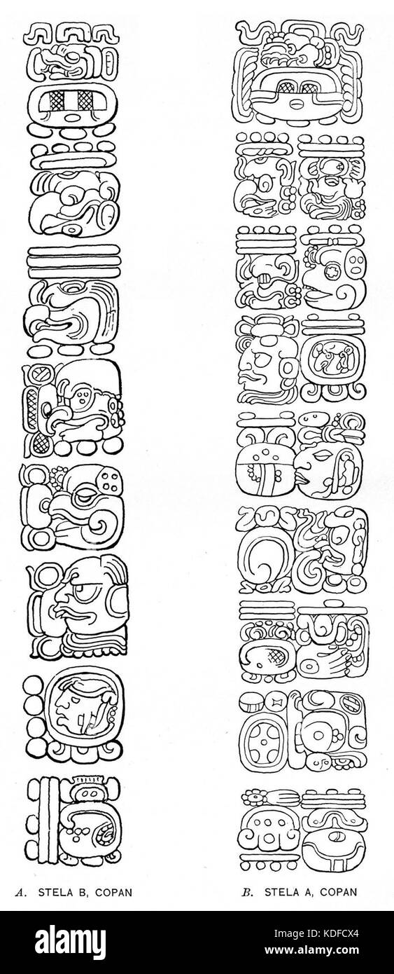 Maya Hieroglyphs Plate 07 Stock Photo - Alamy