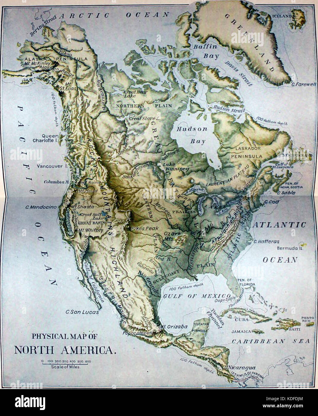 NIE 1905 America North physical map Stock Photo - Alamy
