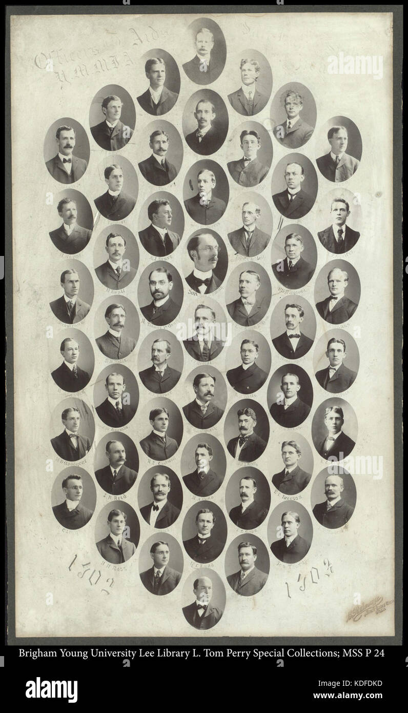 Officers & Aids Y.M.M.I.A. 1902 & 1903. (C.R. Savage Label Stock Photo ...