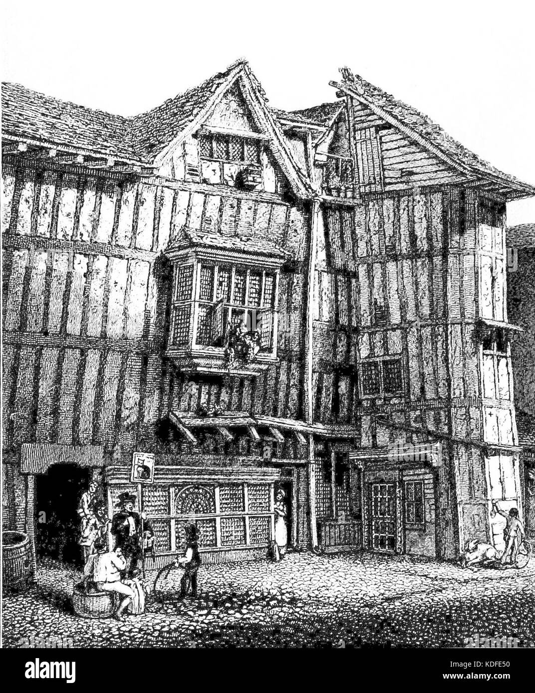 Old House in Grub Street, London, illustrating timber construction ...