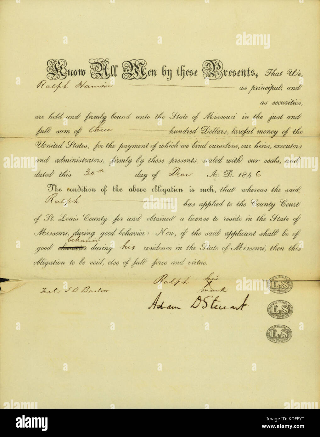 Ralph Harrison Free Negro Bond Stock Photo - Alamy