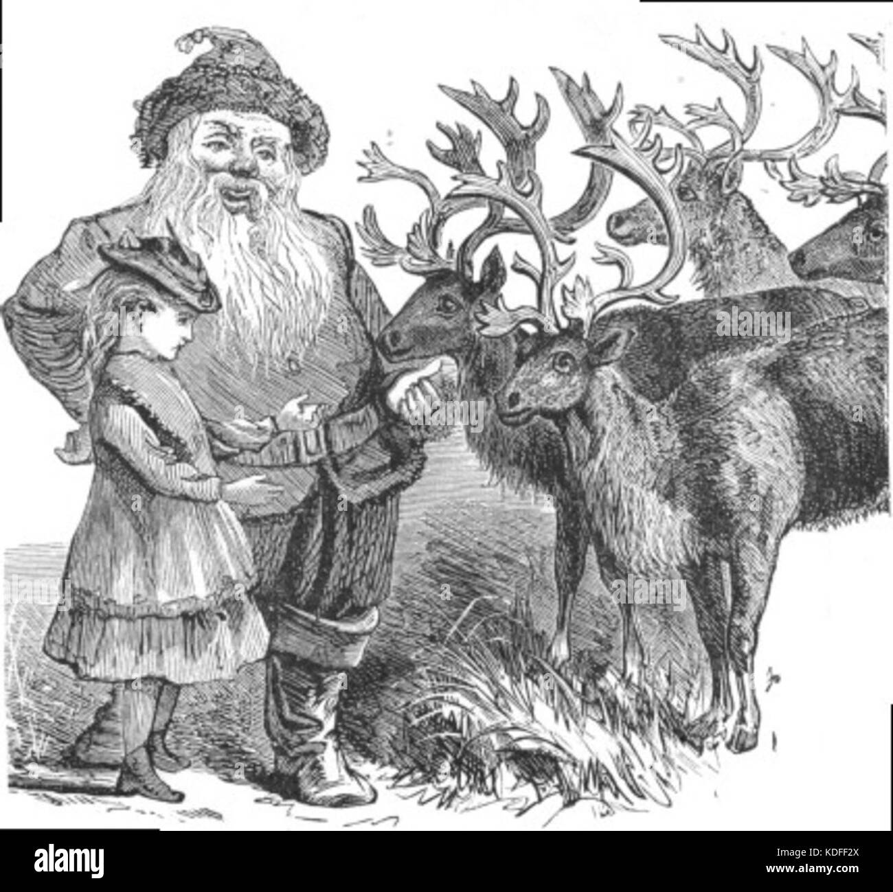 Santa and his reindeer Stock Photo - Alamy