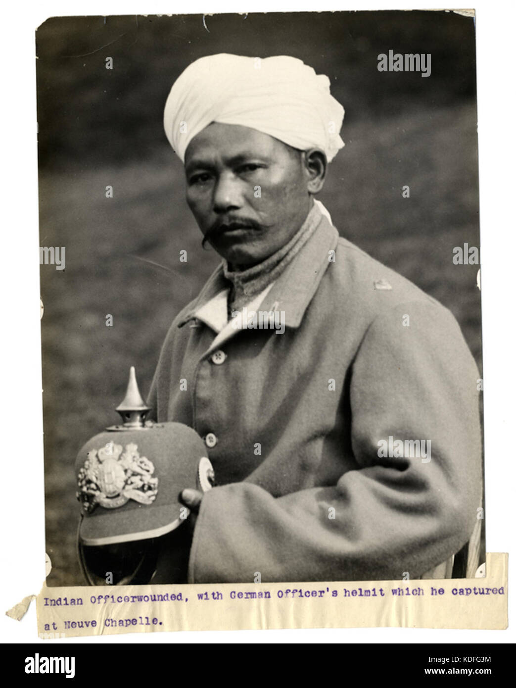 Indian officer wounded, with German officers helmet (Photo 24 15 Stock ...