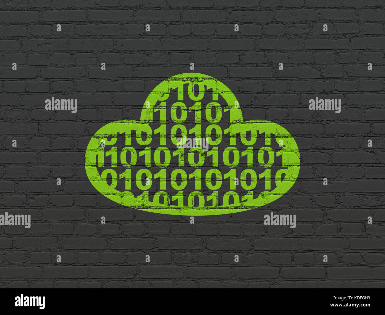 Cloud technology concept: Cloud With Code on wall background Stock ...