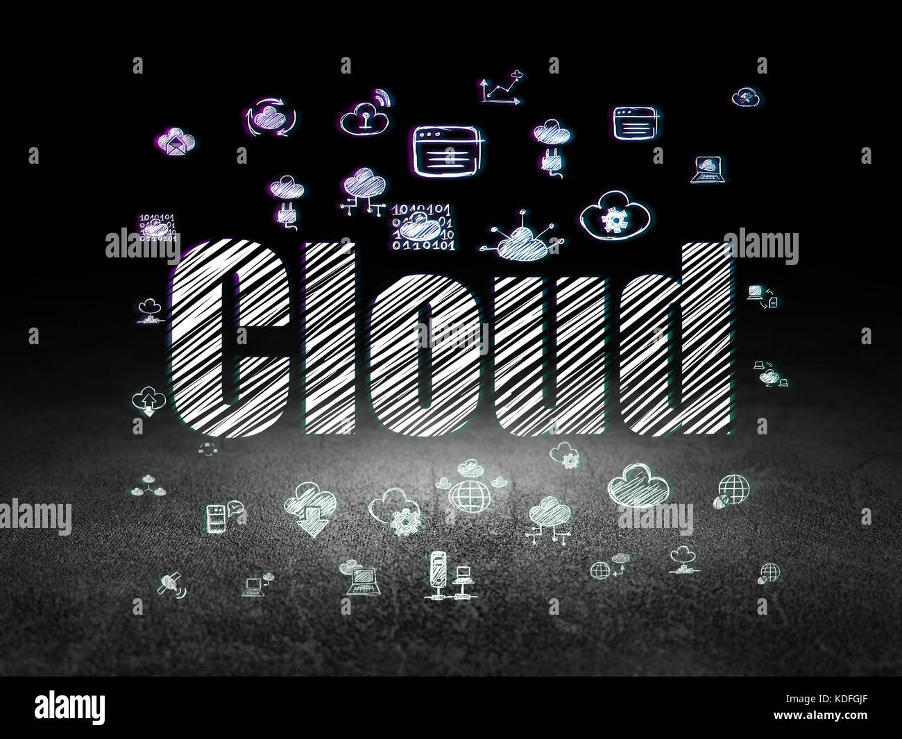 Cloud networking concept: Cloud in grunge dark room Stock Photo - Alamy