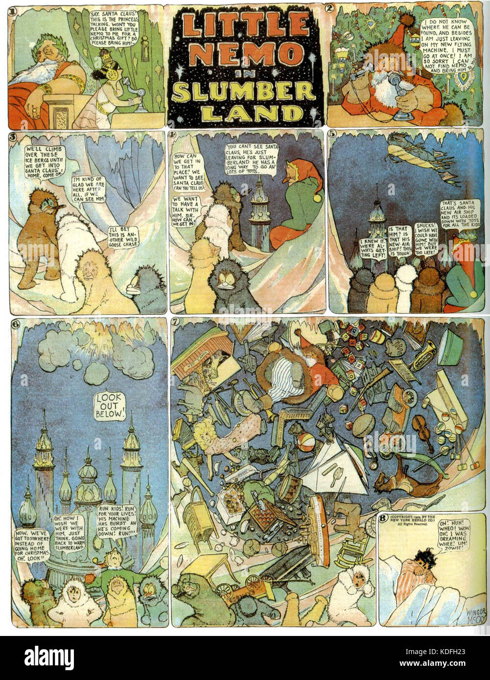 A 'Little Nemo' comic strip from December 12, 1909, illustrates the ...