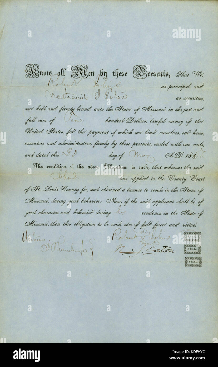 Robert Johns Free Negro Bond Stock Photo - Alamy