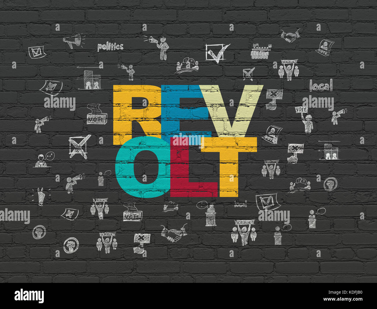 Political concept: Revolt on wall background Stock Photo - Alamy