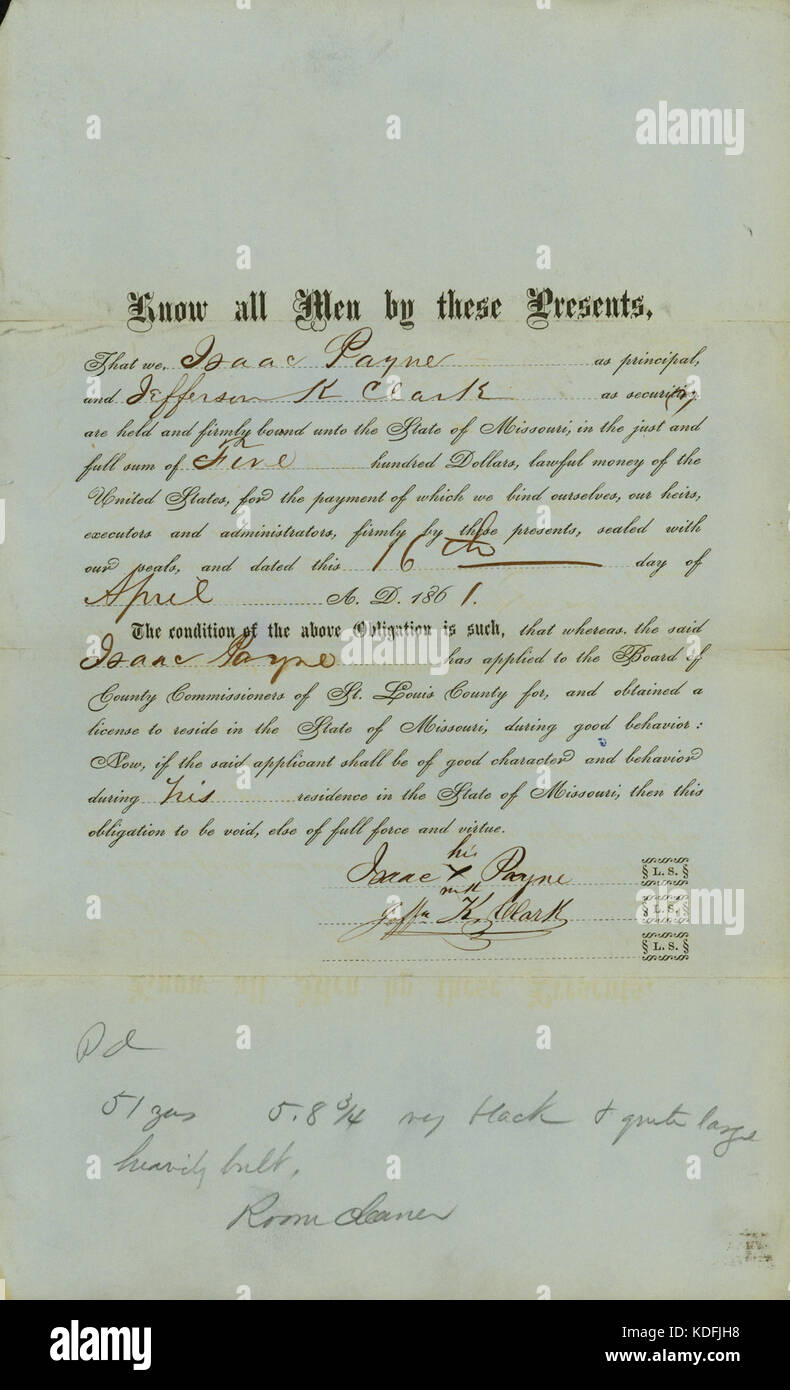 Isaac Payne Free Negro Bond Stock Photo - Alamy