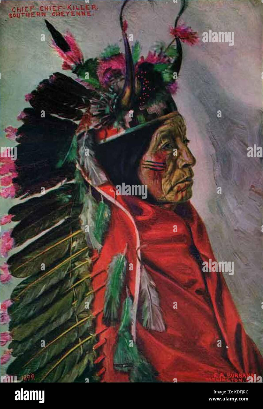 Painting of chief Chief Killer Cheyenne E.A Burbank Stock Photo - Alamy