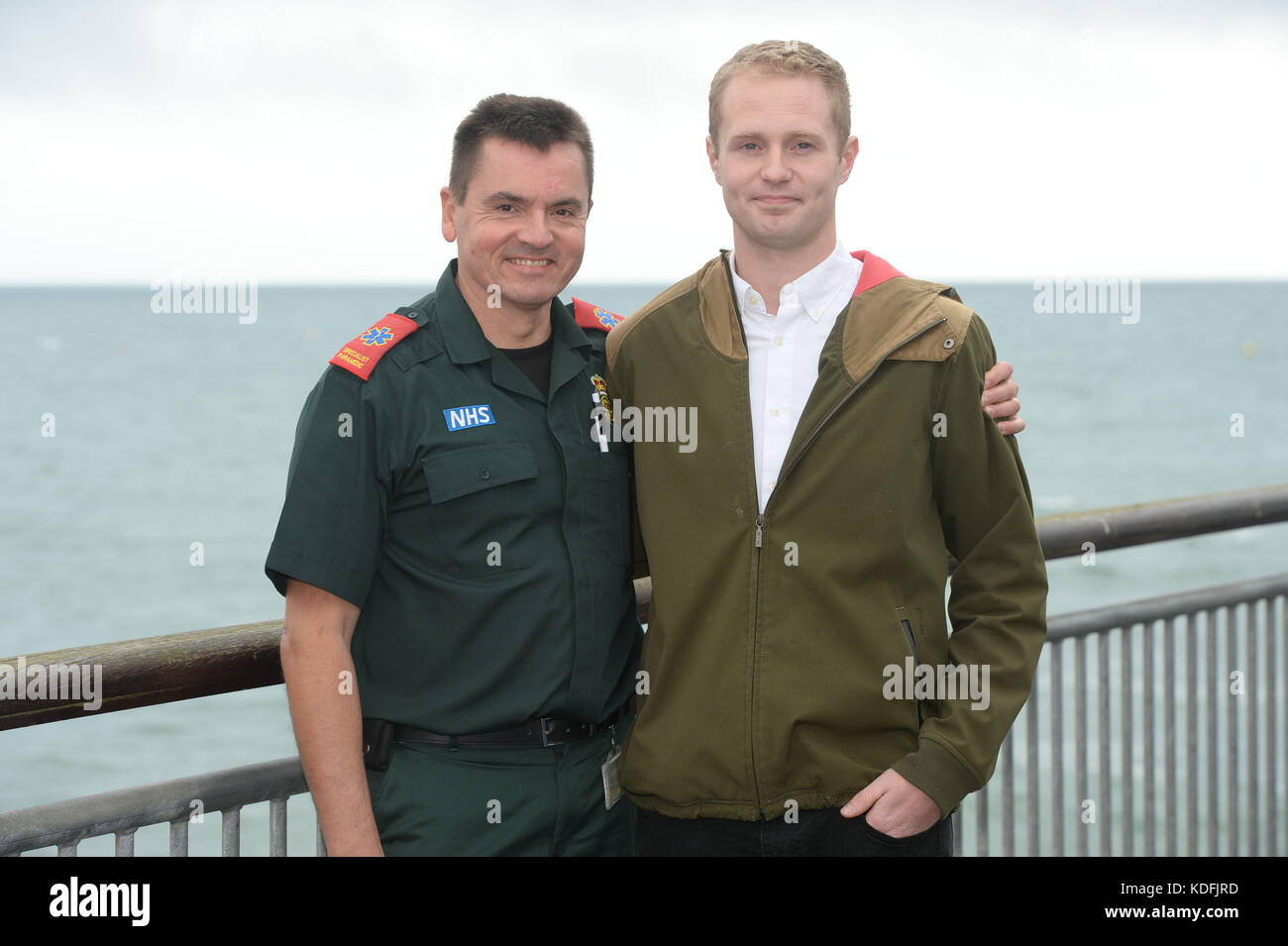 Sam Quilliam at Boscombe pier in Dorset where he was saved by paramedic ...