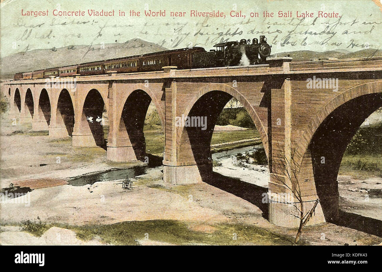 This image shows a railway viaduct, a large bridge used to carry a ...