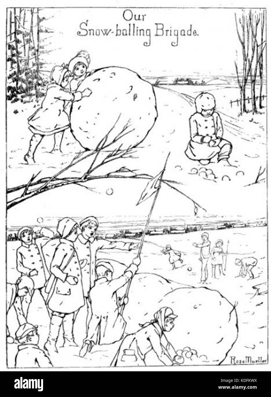 Snowball fight Black and White Stock Photos & Images - Alamy