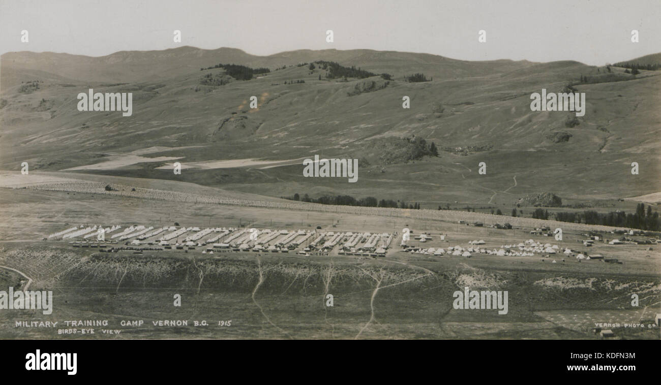 Military training camp, Vernon, British Columbia, 1915, bird's eye view ...