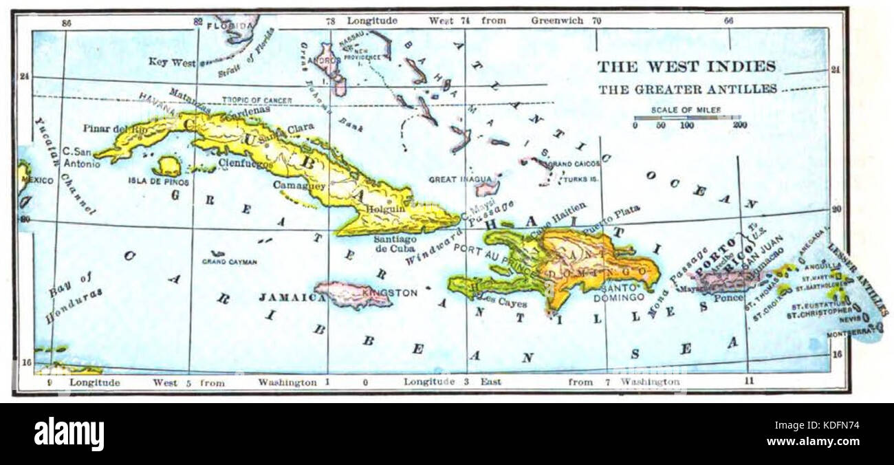 West indies maps cartography geography west hi-res stock photography ...