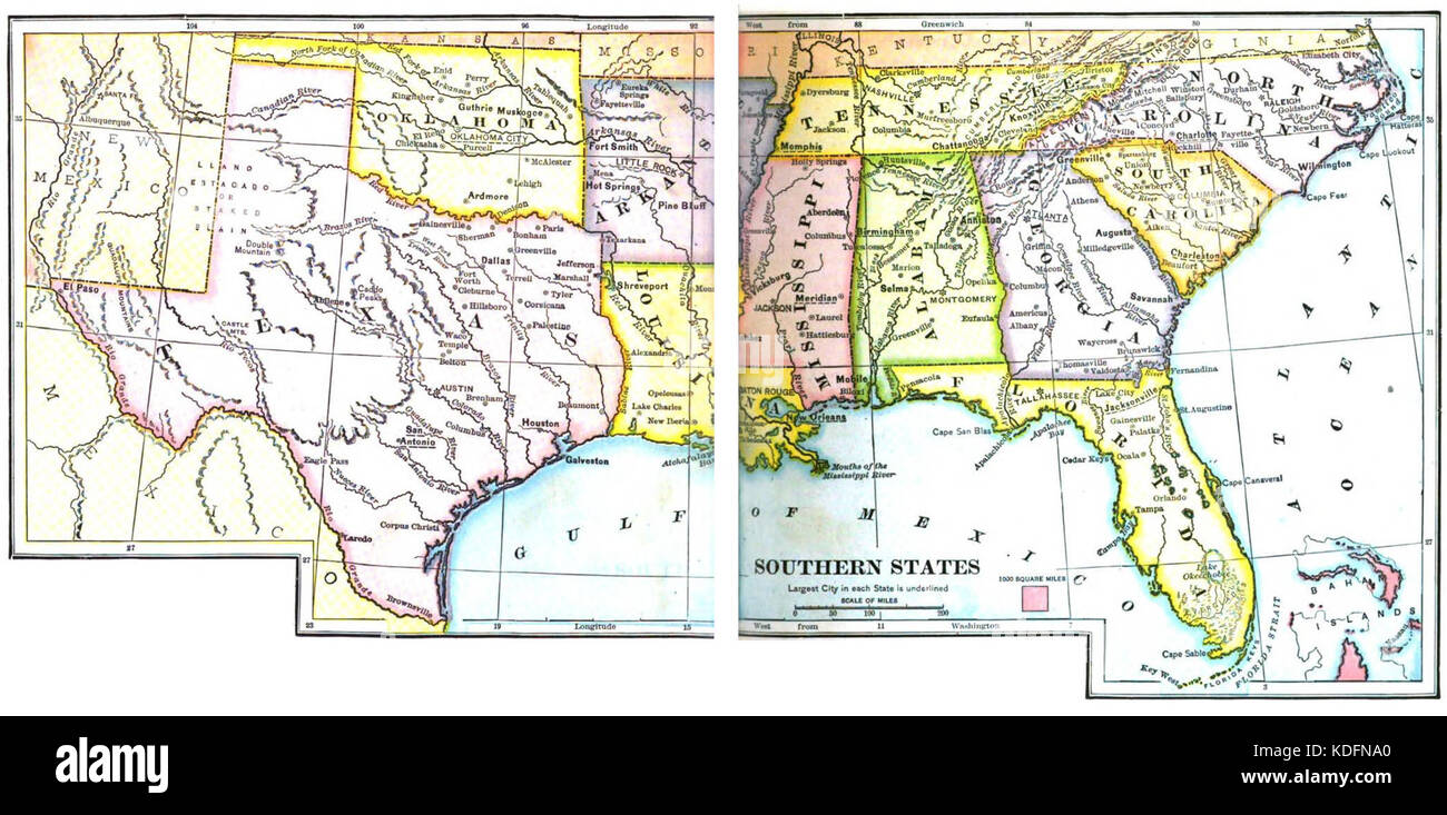 Maury Geography 056 057 Southern States Stock Photo - Alamy