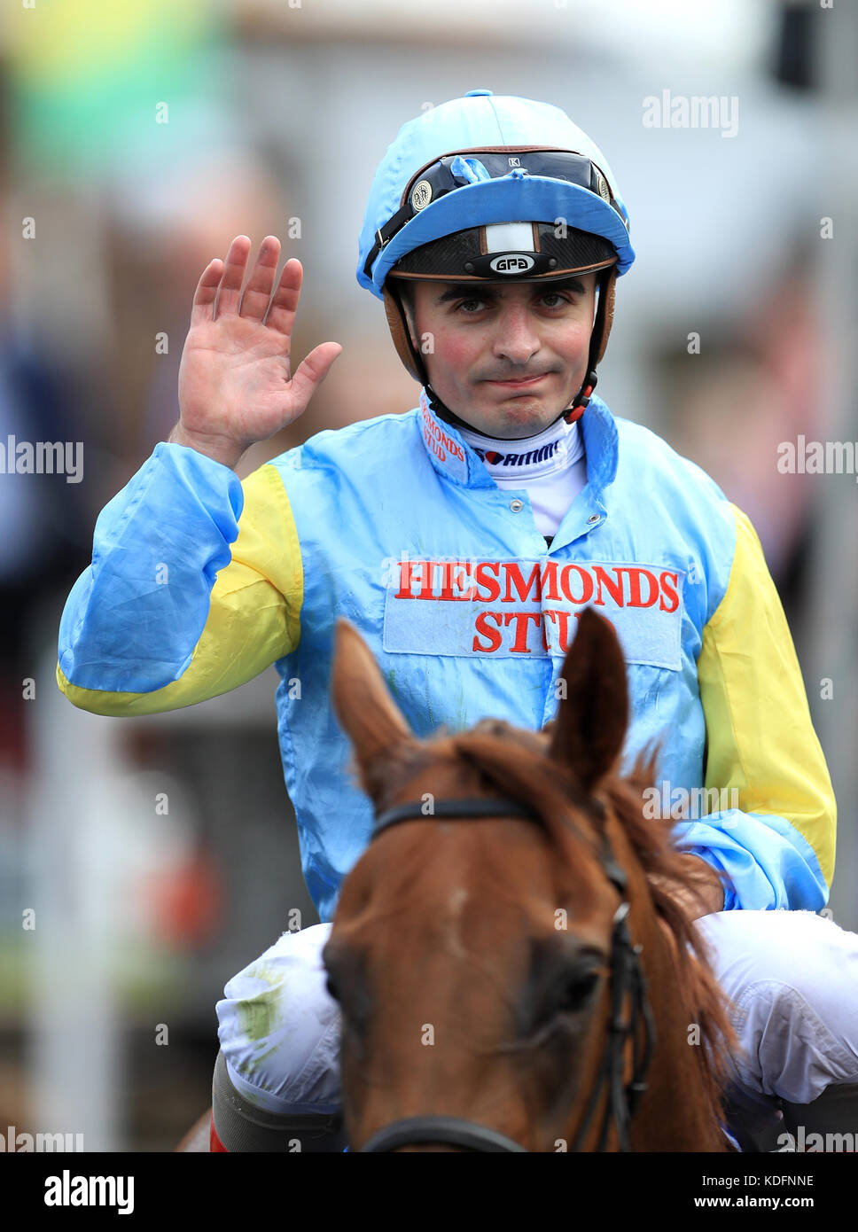 Andrea Atzeni celebrates on Altyn Orda after winning the Godolphin ...