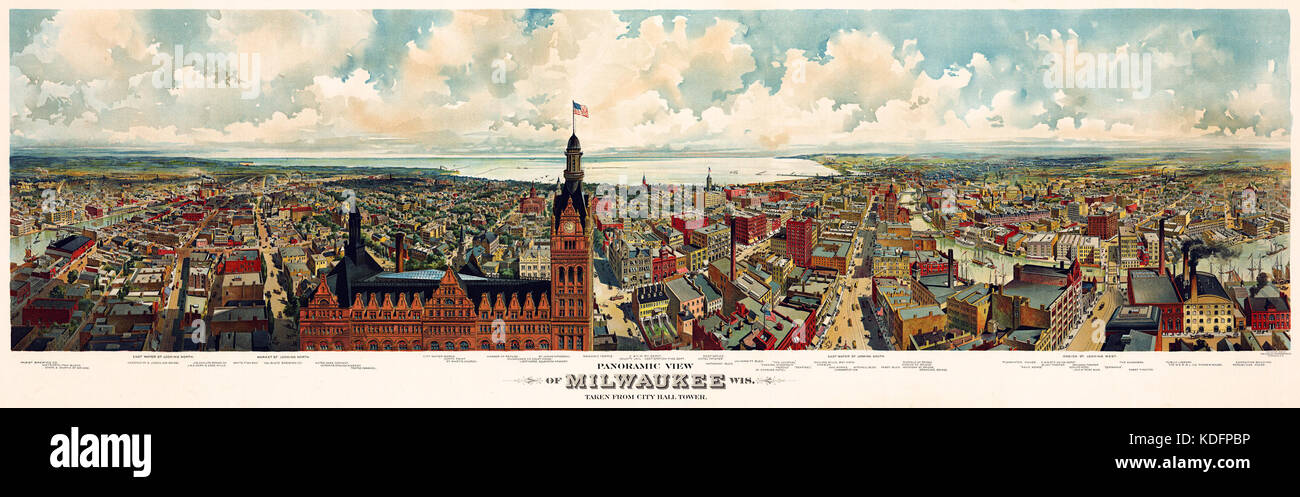 Milwaukee from City Hall tower, 1898 Stock Photo - Alamy