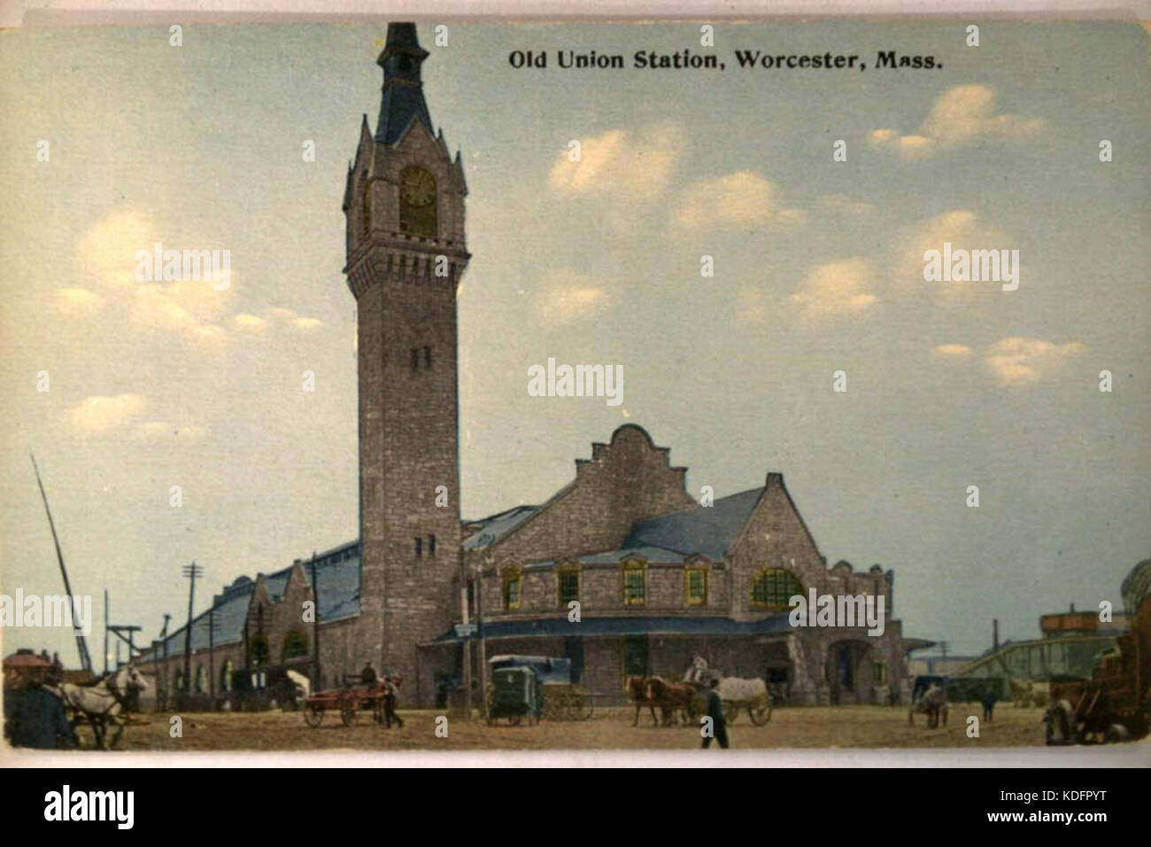 Pre 1910 postcard of old Worcester Union Station Stock Photo - Alamy