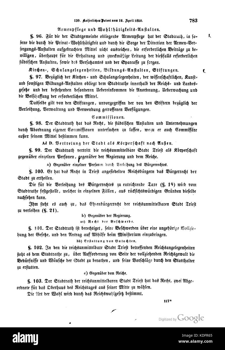 Reichsgesetzblatt (Austria) 1850 0783 Stock Photo - Alamy