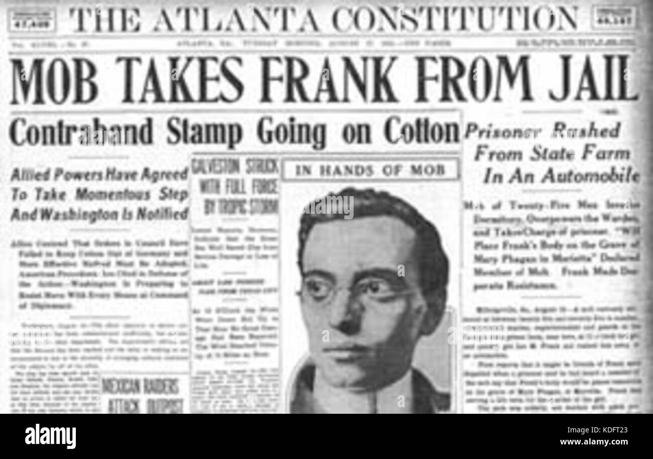 The event where a mob took Frank from jail refers to a historical ...