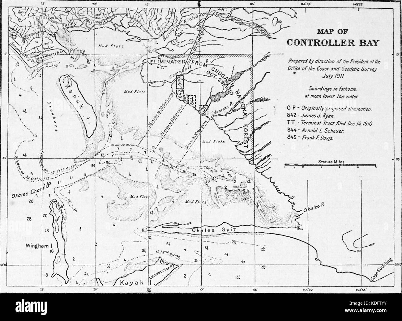 Map of Controller Bay Alaska 1911 Stock Photo - Alamy