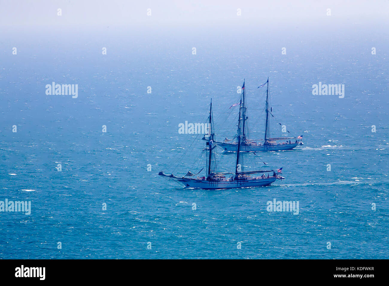 Tall Ships Exy Johnson and Irving Johnson motoring to Dana Point Harbor ...