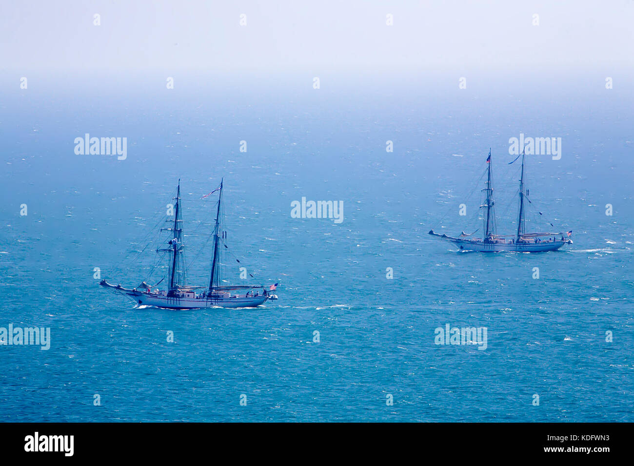 Tall Ships Exy Johnson and Irving Johnson motoring to Dana Point Harbor ...