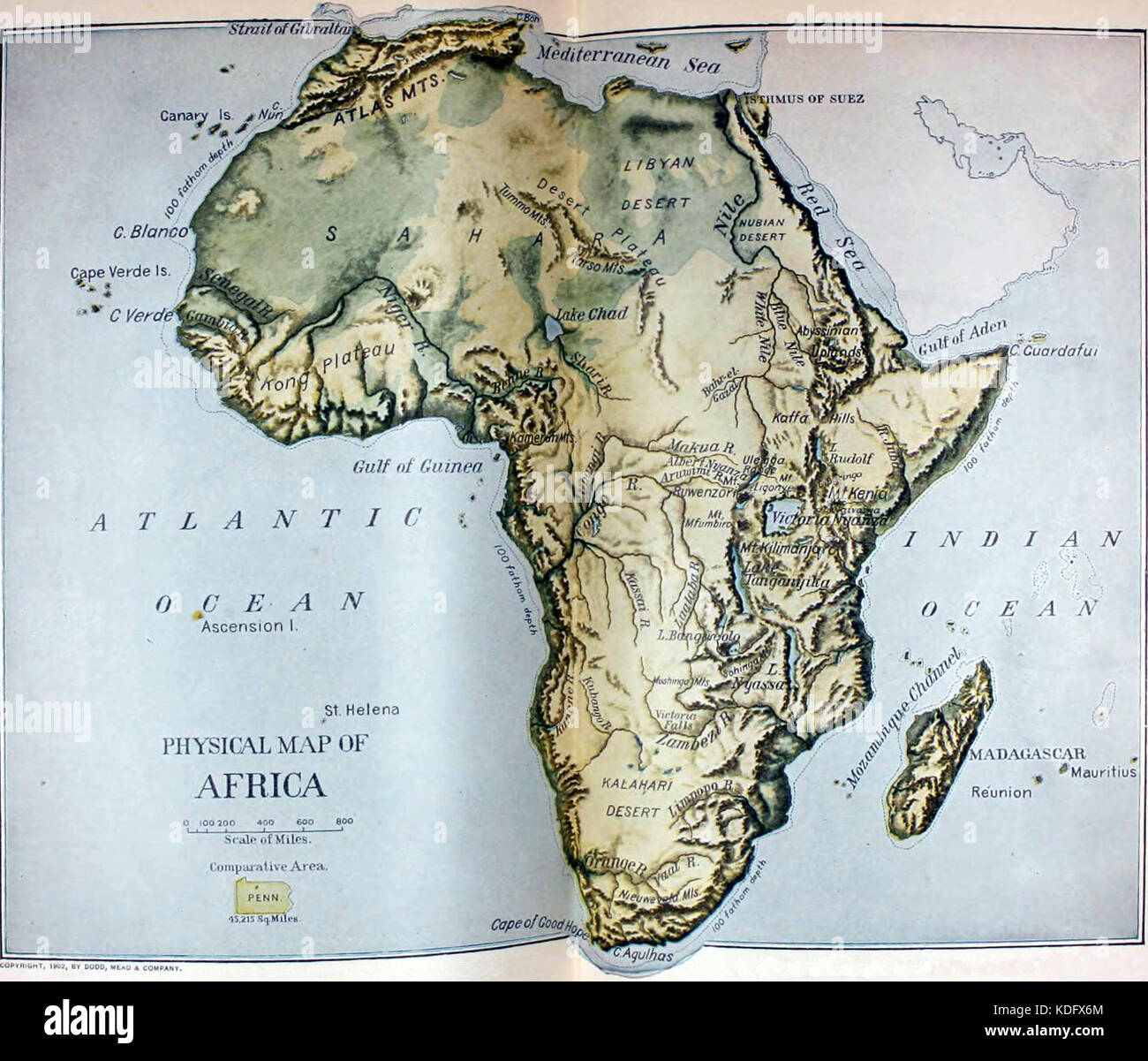 NIE 1905 Africa physical map Stock Photo - Alamy