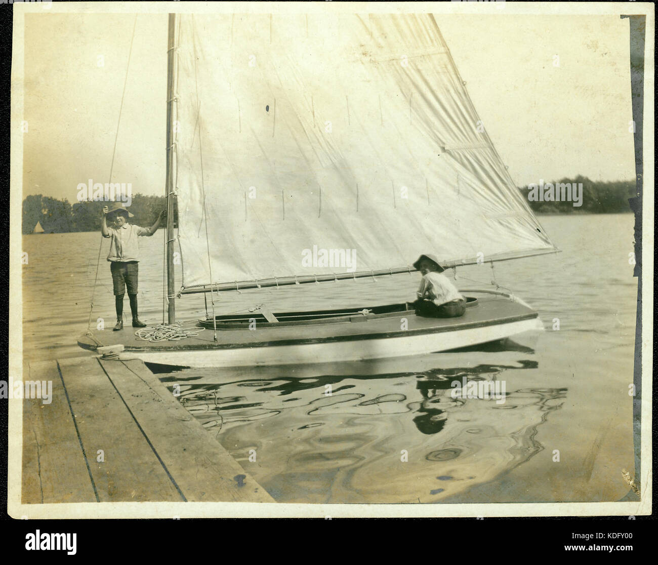 Randolph Smith Lyon and his brother Montague Lyon Jr. on a boat at ...