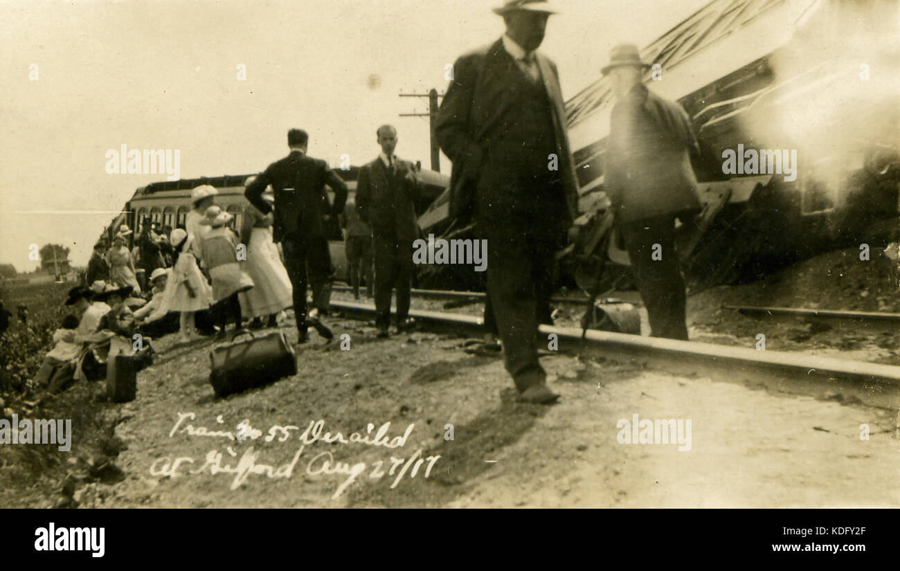 A historical postcard depicting the aftermath of Train 55 derailing in ...