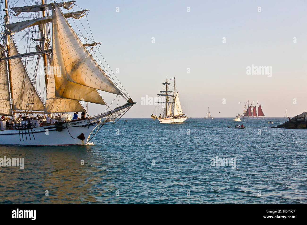 Tall Ships Irving Johnson and Exy Johnson furl sails on the way in to ...