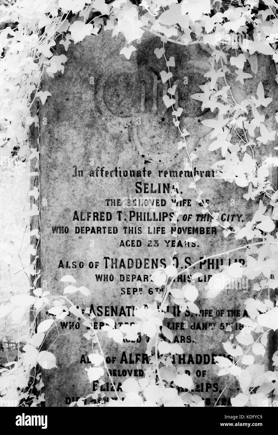 Gravestone inscription Black and White Stock Photos & Images - Alamy