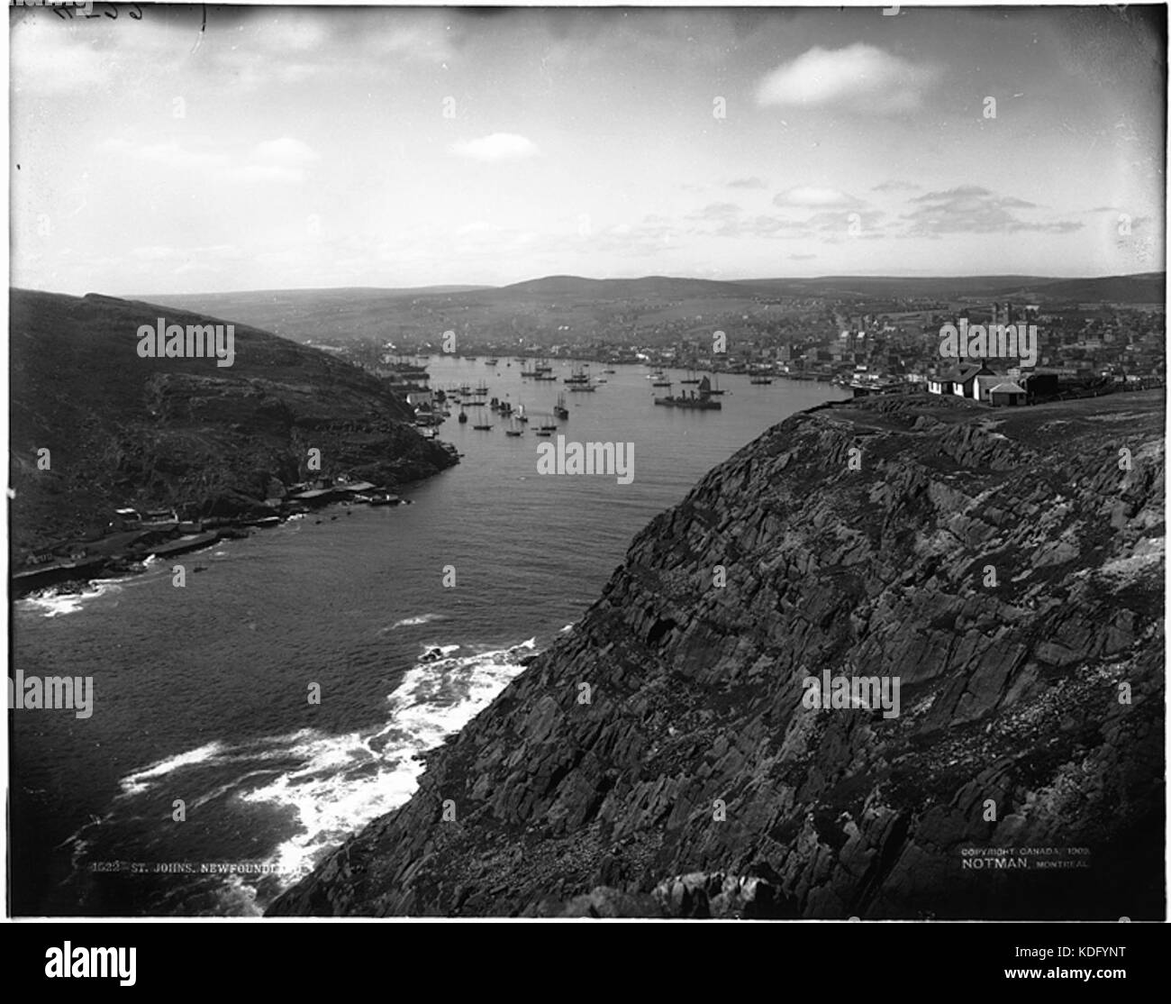 This historical photograph shows a view of St. John's, Newfoundland and ...