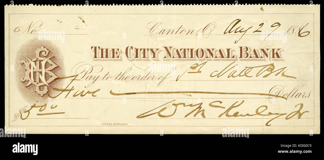 McKINLEY, William (signed check Stock Photo - Alamy