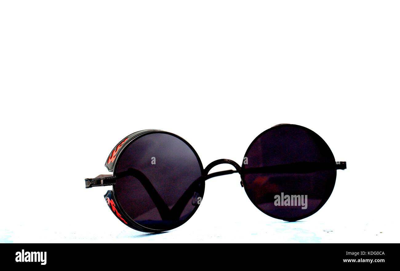 round polarized retro sunglasses, image of a Stock Photo - Alamy
