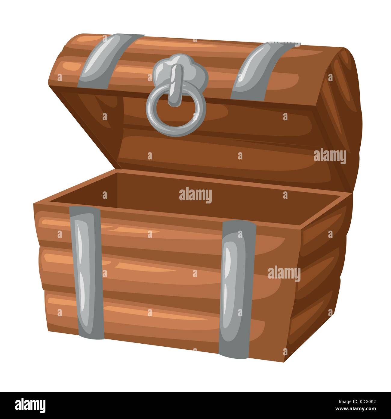 Wooden empty chest with open cover isolated on the white background ...