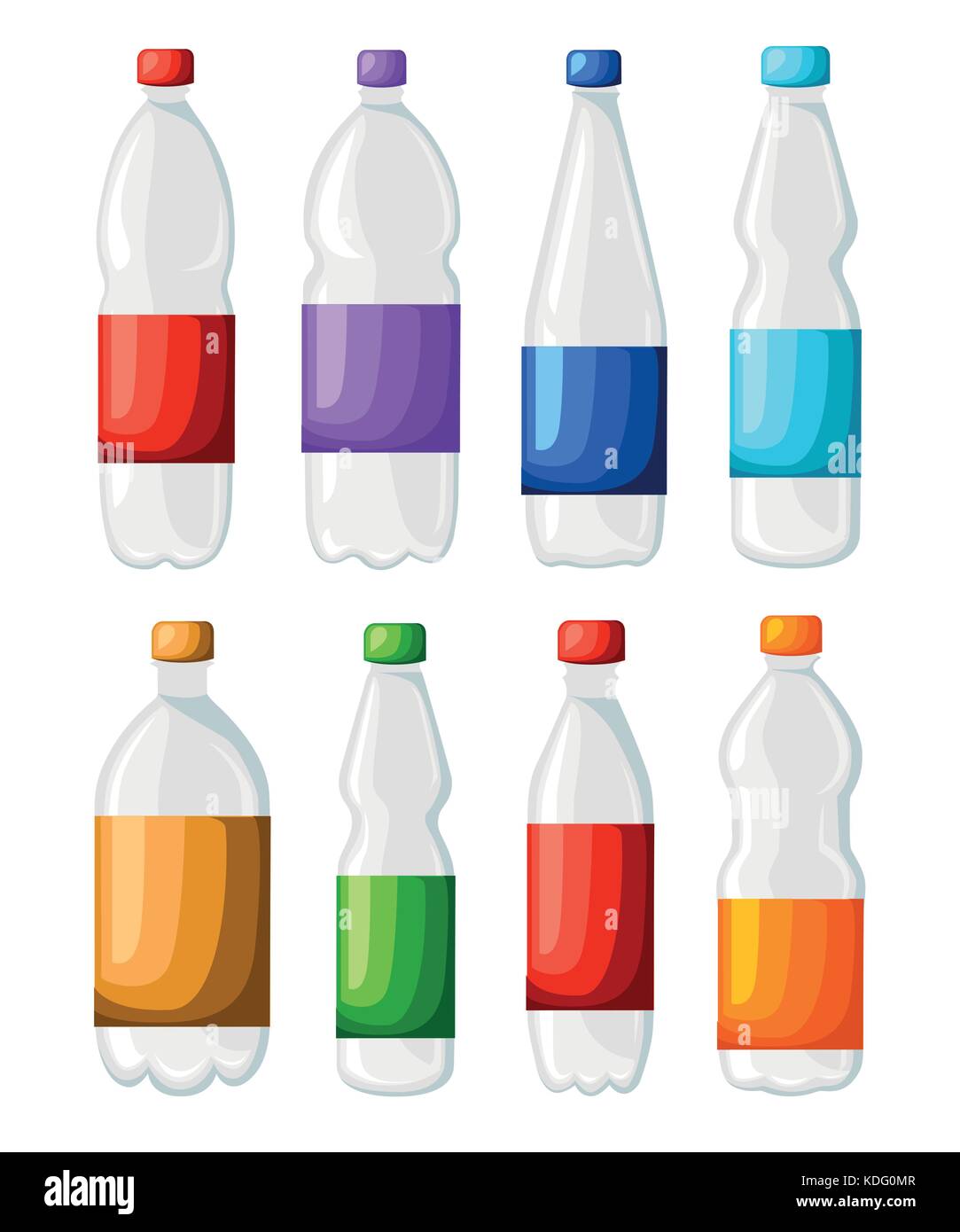 Bottle and glass of fresh sparkling water icon in flat style isolated ...