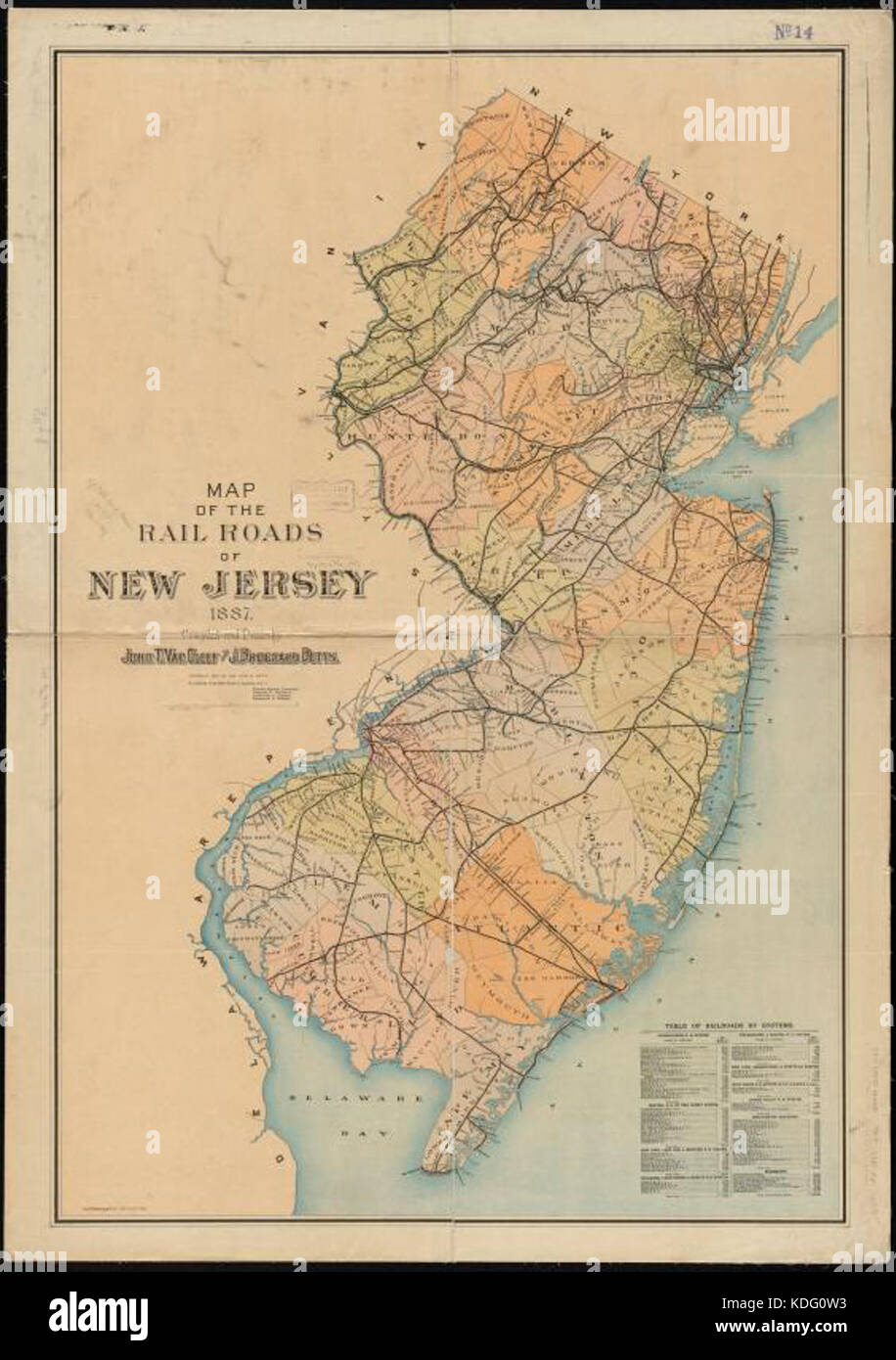 Map of the rail roads of New Jersey 1887 (10840408863 Stock Photo - Alamy