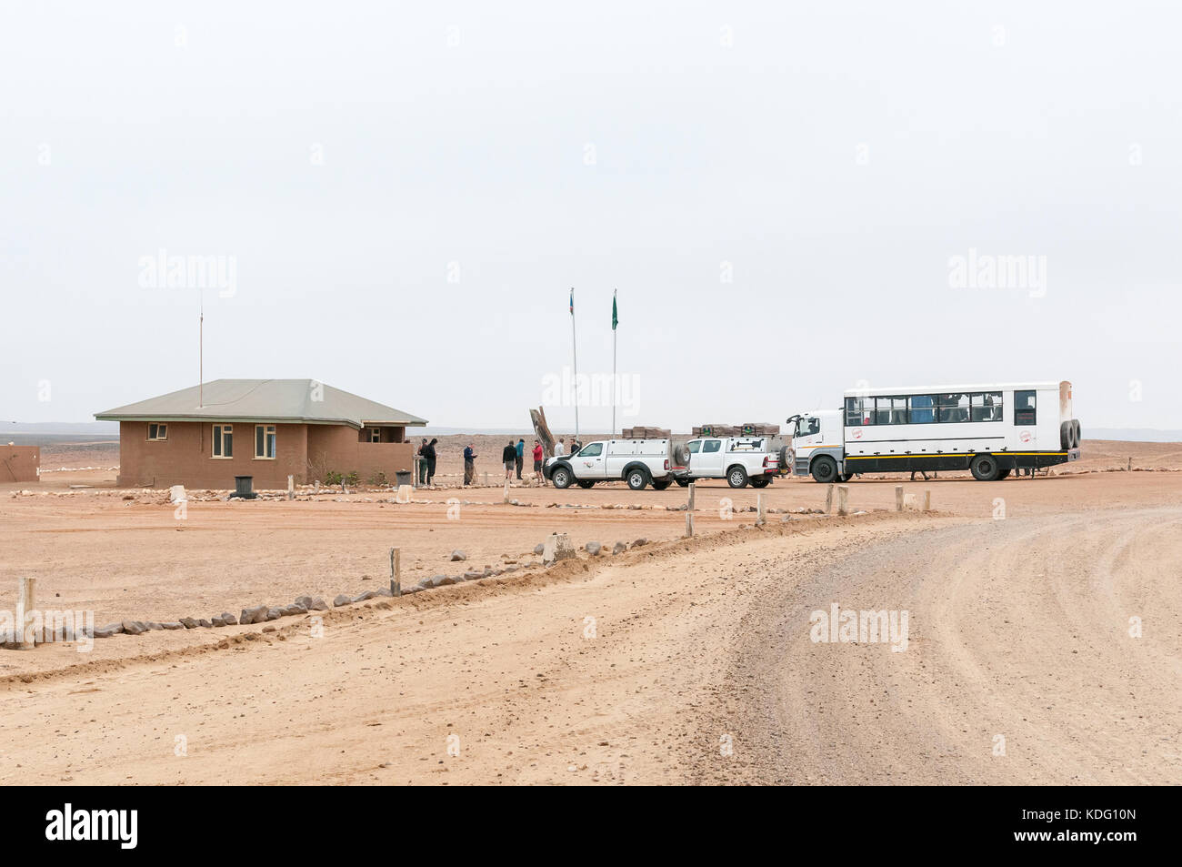 CAPE CROSS, NAMIBIA - JUNE 29, 2017: Unidentified tourists and vehicles ...