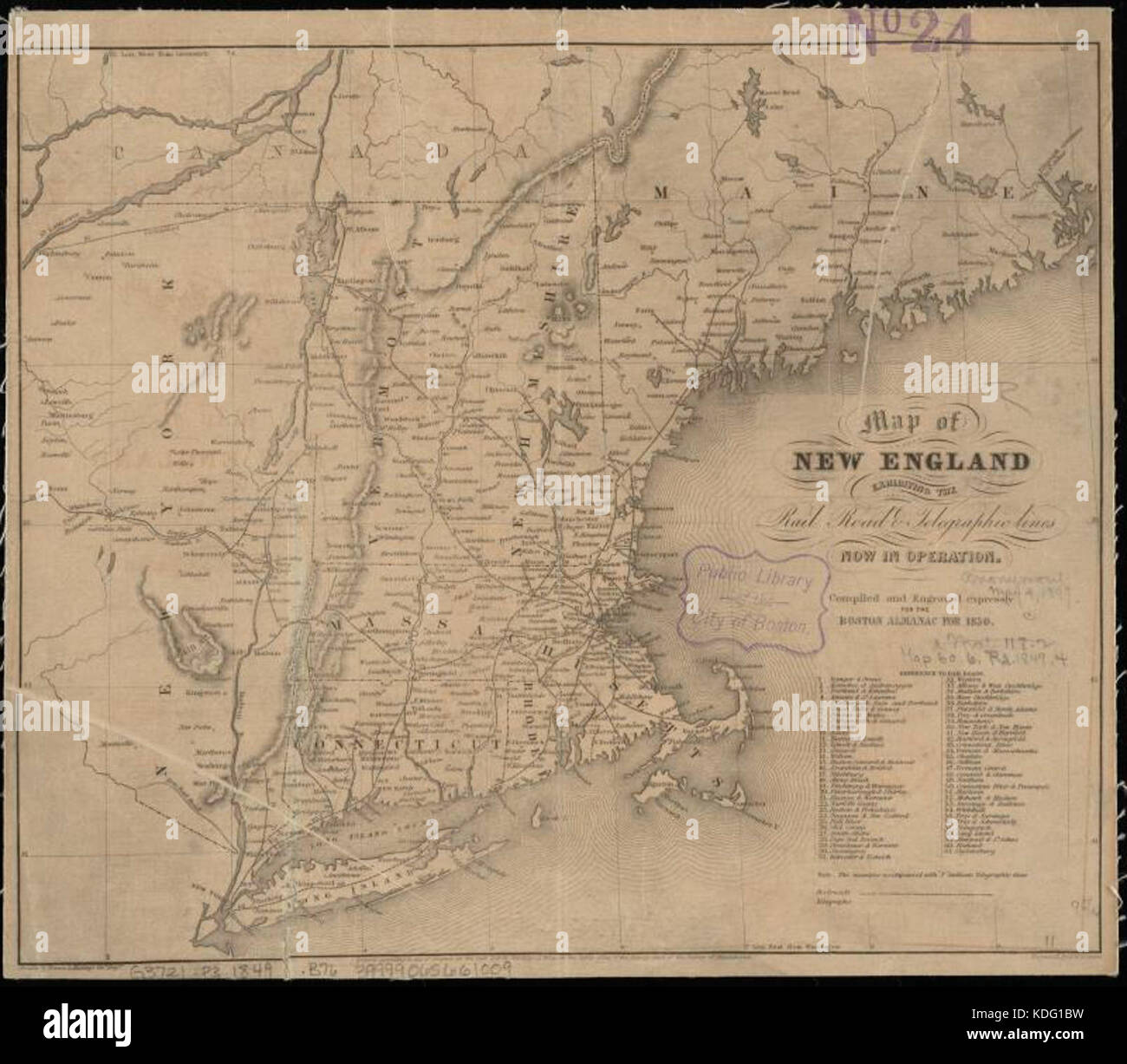 Map of New England exhibiting the rail road and telegraphic lines now ...