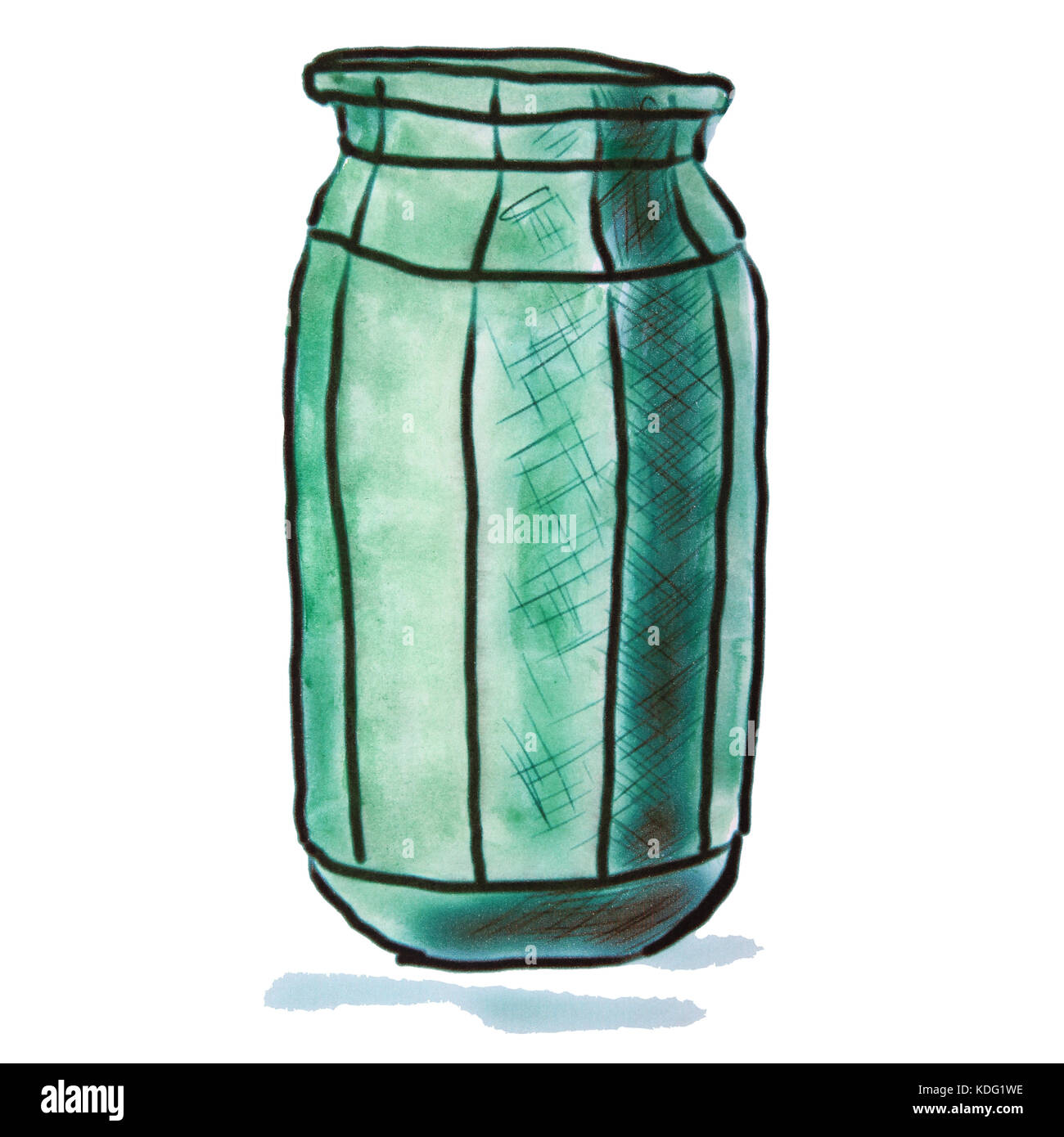 watercolor barrel green cartoon figure, isolated on white background ...