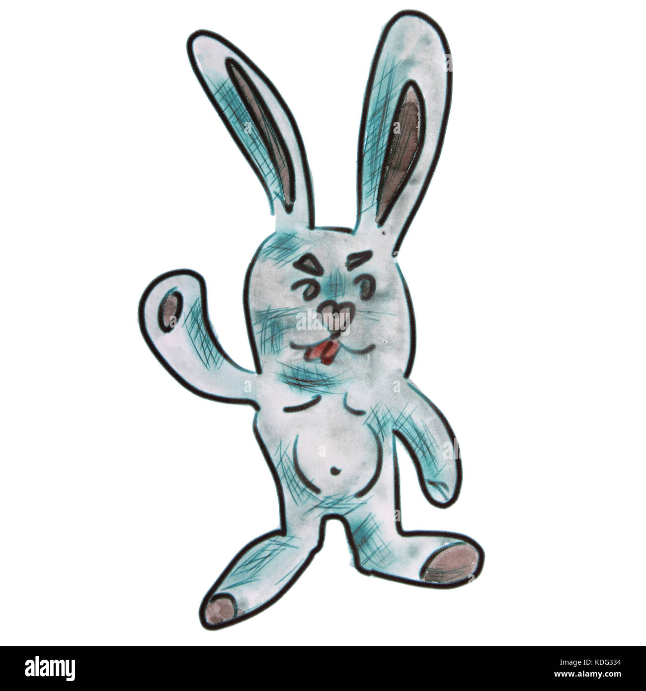 watercolor gray bunny cartoon figure, isolated on white background ...