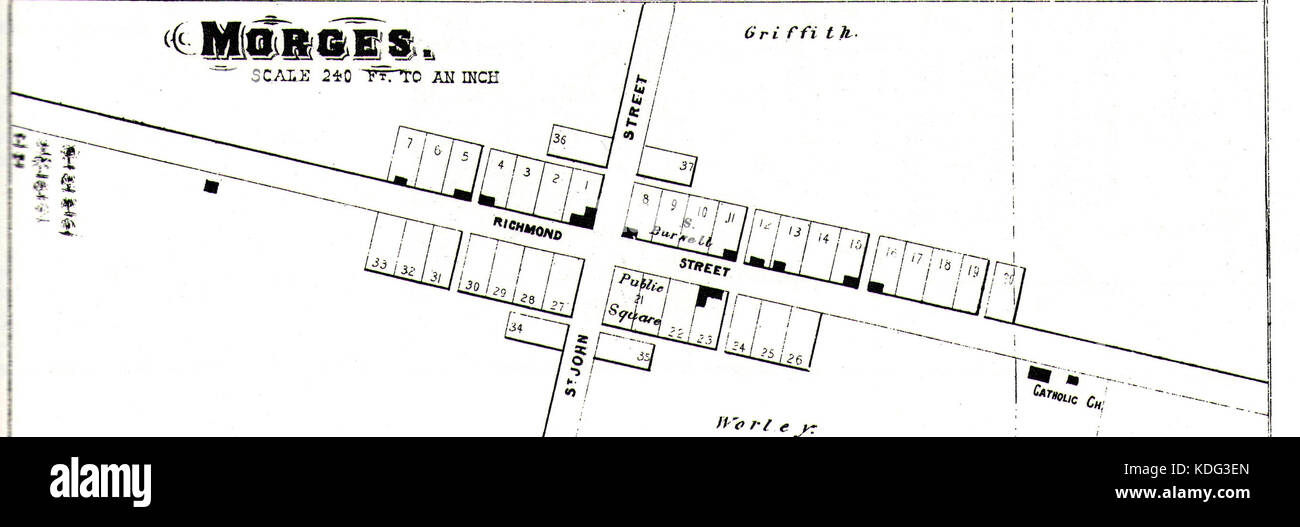 Morges, Ohio map 1874 Stock Photo - Alamy