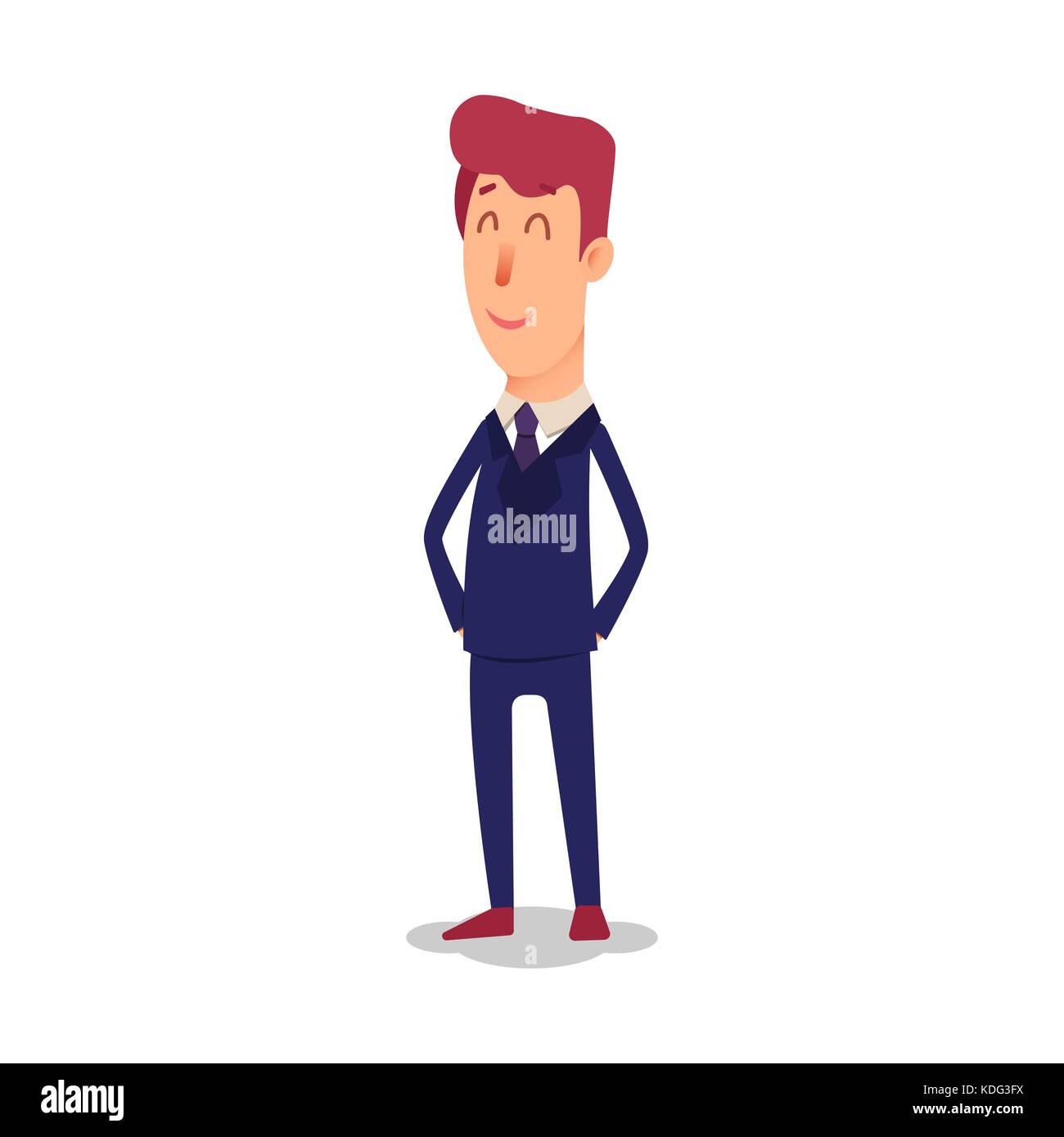 Cartoon successful businesman in suit. Young office manager in flat ...