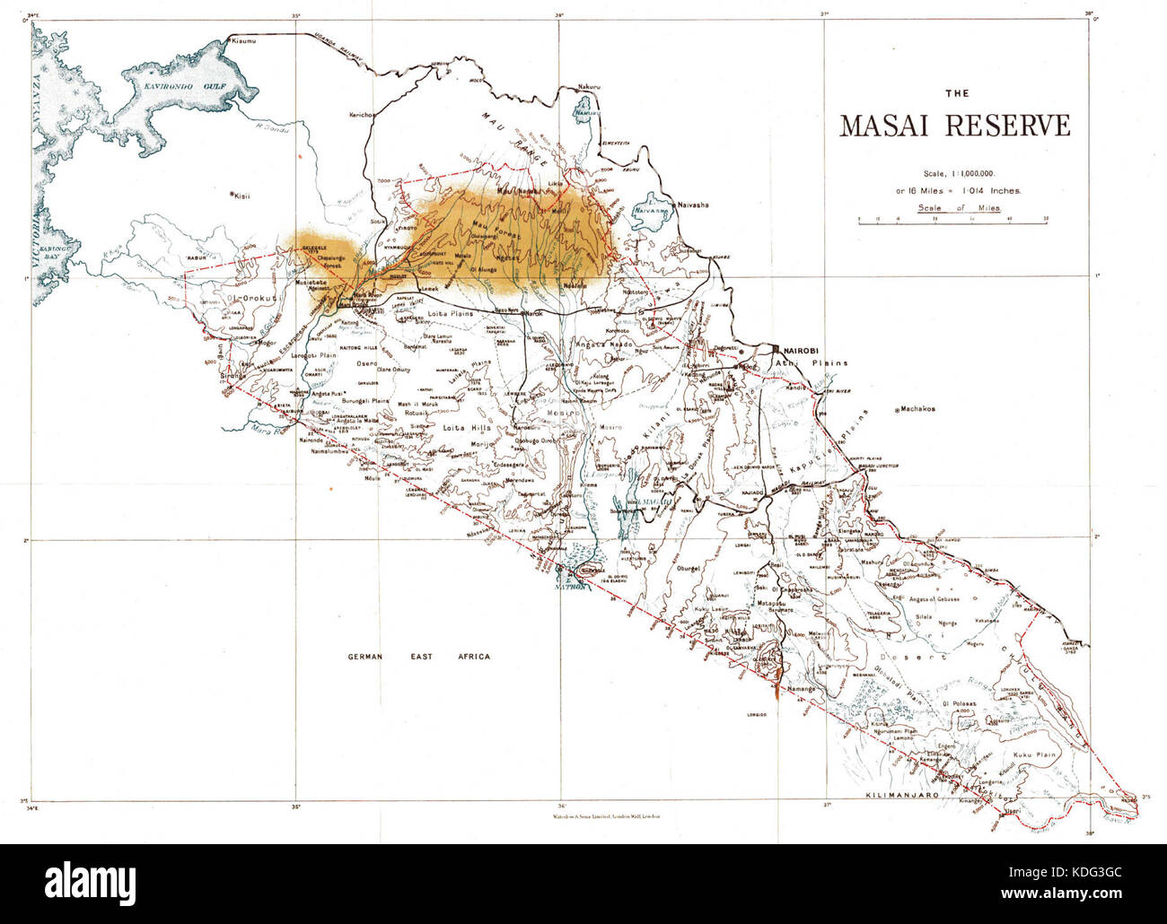Masai Reserve Map 1919 Stock Photo - Alamy