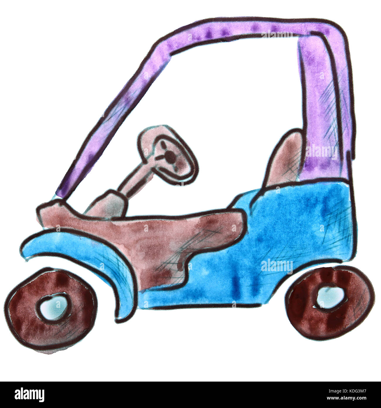 watercolor purple car cartoon figure, isolated on white background ...